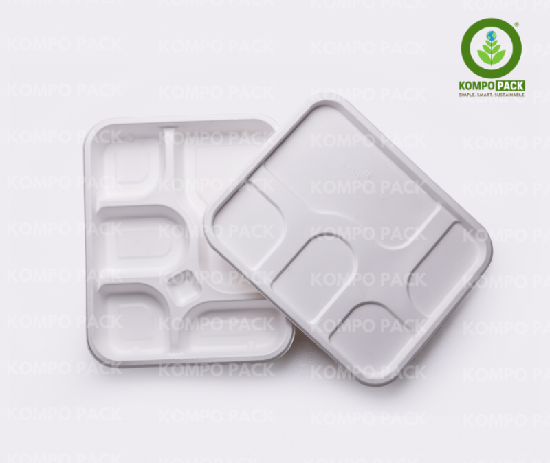 5 Compartments Meal Tray (with or without Lid) - KompoPack®