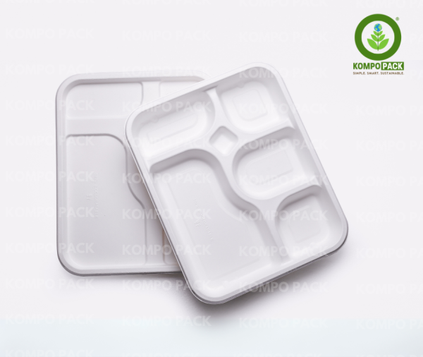 5 Compartments Meal Tray (with or without Lid) - KompoPack®